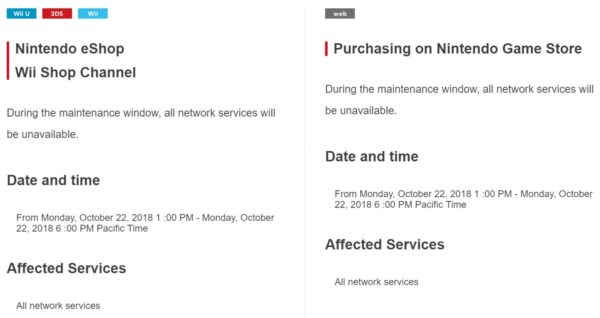 Nintendo Network Maintenance Scheduled From October 22 – 23 – NintendoSoup