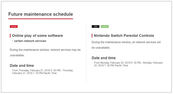 Nintendo Network Maintenance Scheduled On Feb. 21, Switch Parental ...