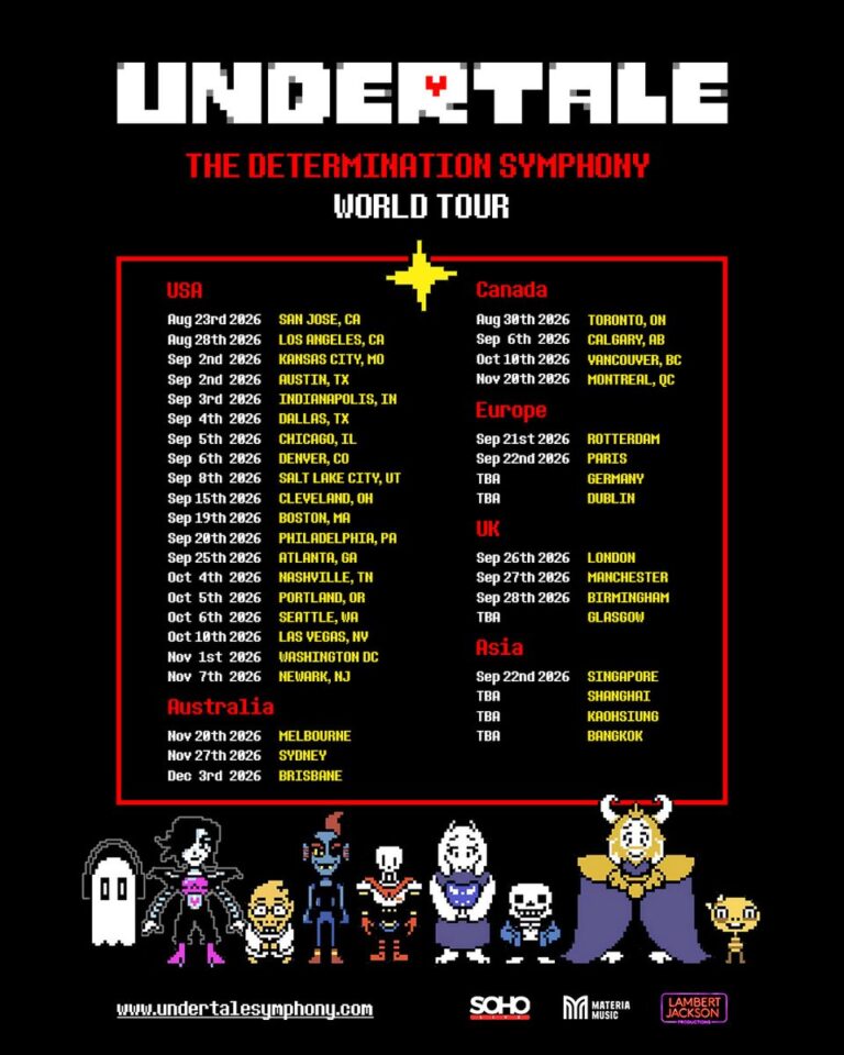 UNDERTALE: The Determination Symphony World Tour 2026 Dates Detailed ...